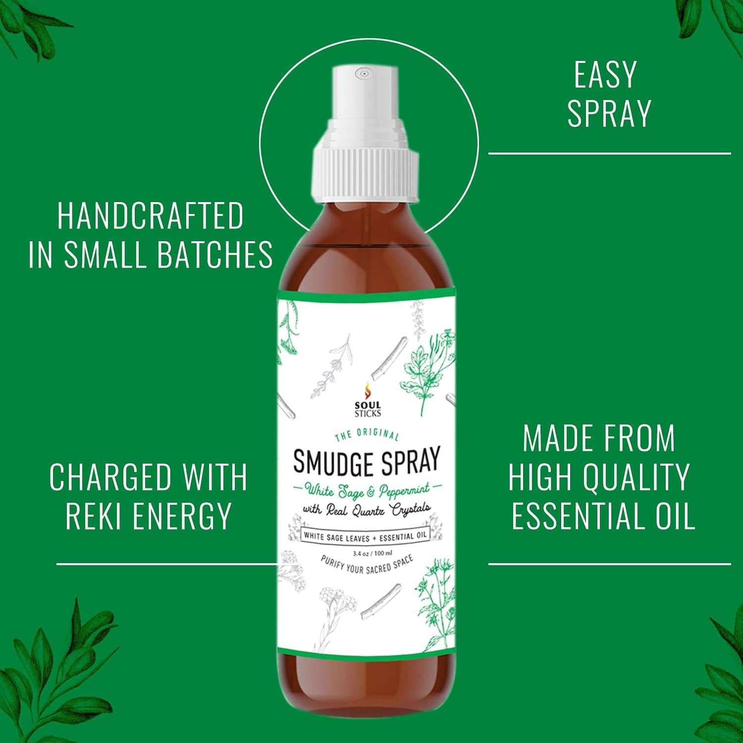 Soul Sticks Smudge Spray | White Sage & Peppermint | 3.5 oz. Bottle ...