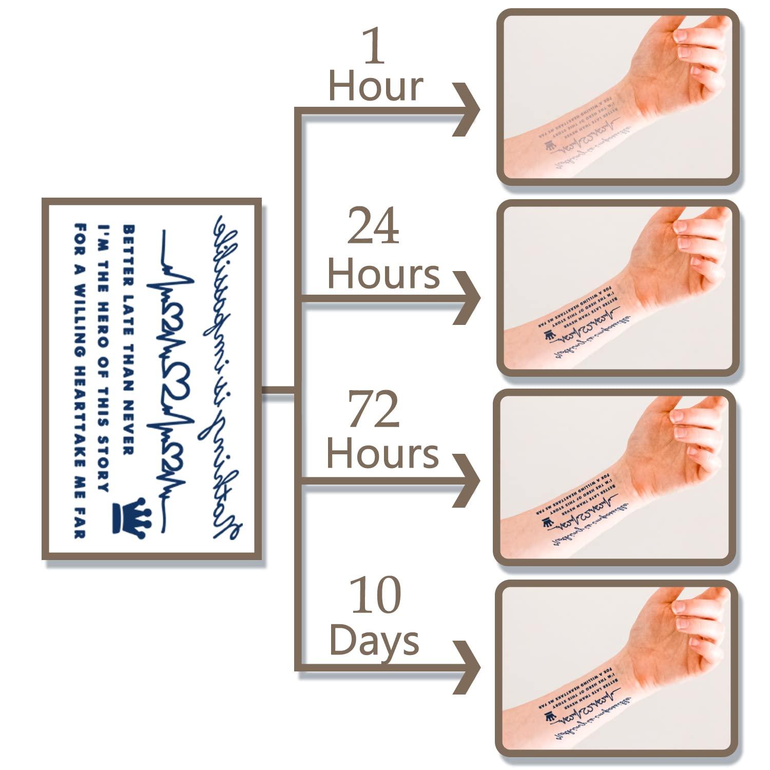 Metuu 30 Sheets Semi-Permanent Waterproof Positive Words & Flower Crown ...