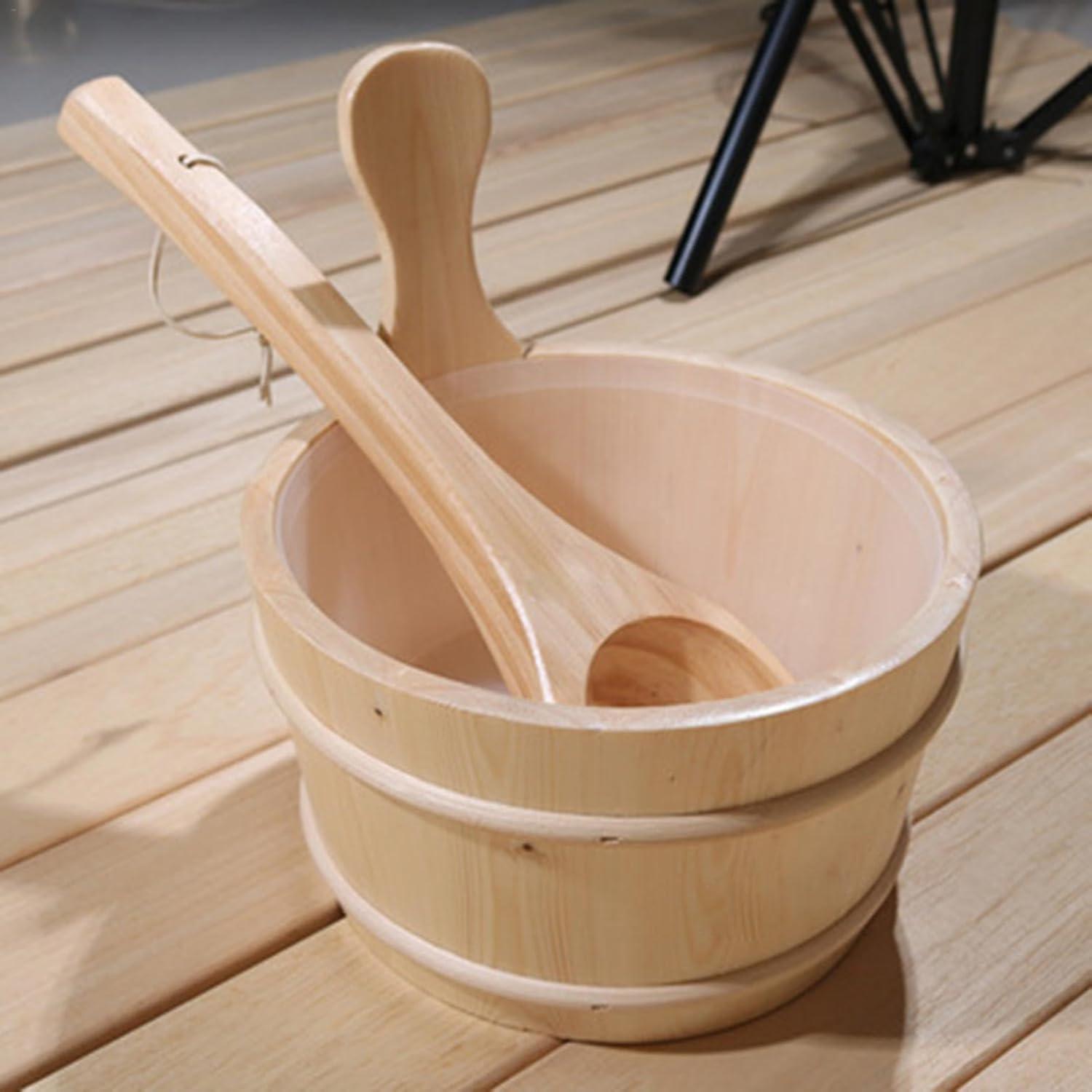 Sauna Bucket and Ladle Set - 4L Wood Sauna Barrel | Traditional Sauna ...