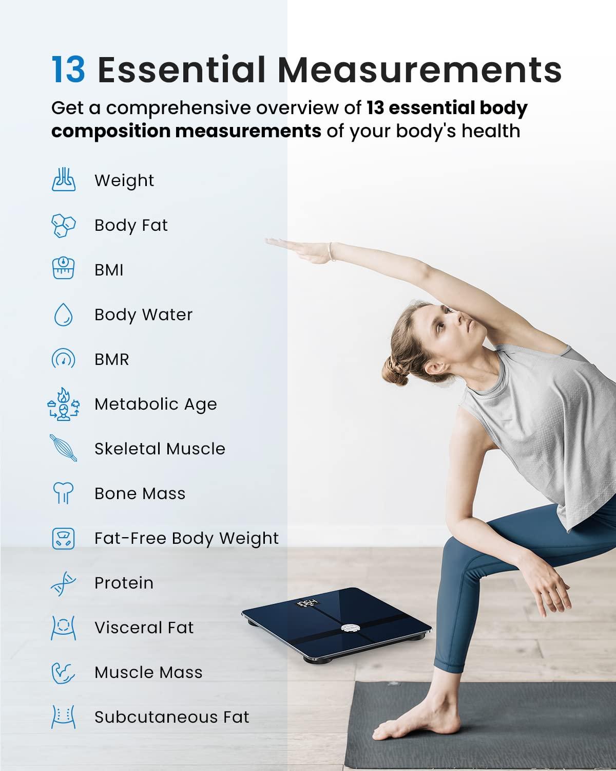 FITINDEX Wi-Fi Scale - Bluetooth Body Fat & BMI Scale with ITO Coating ...