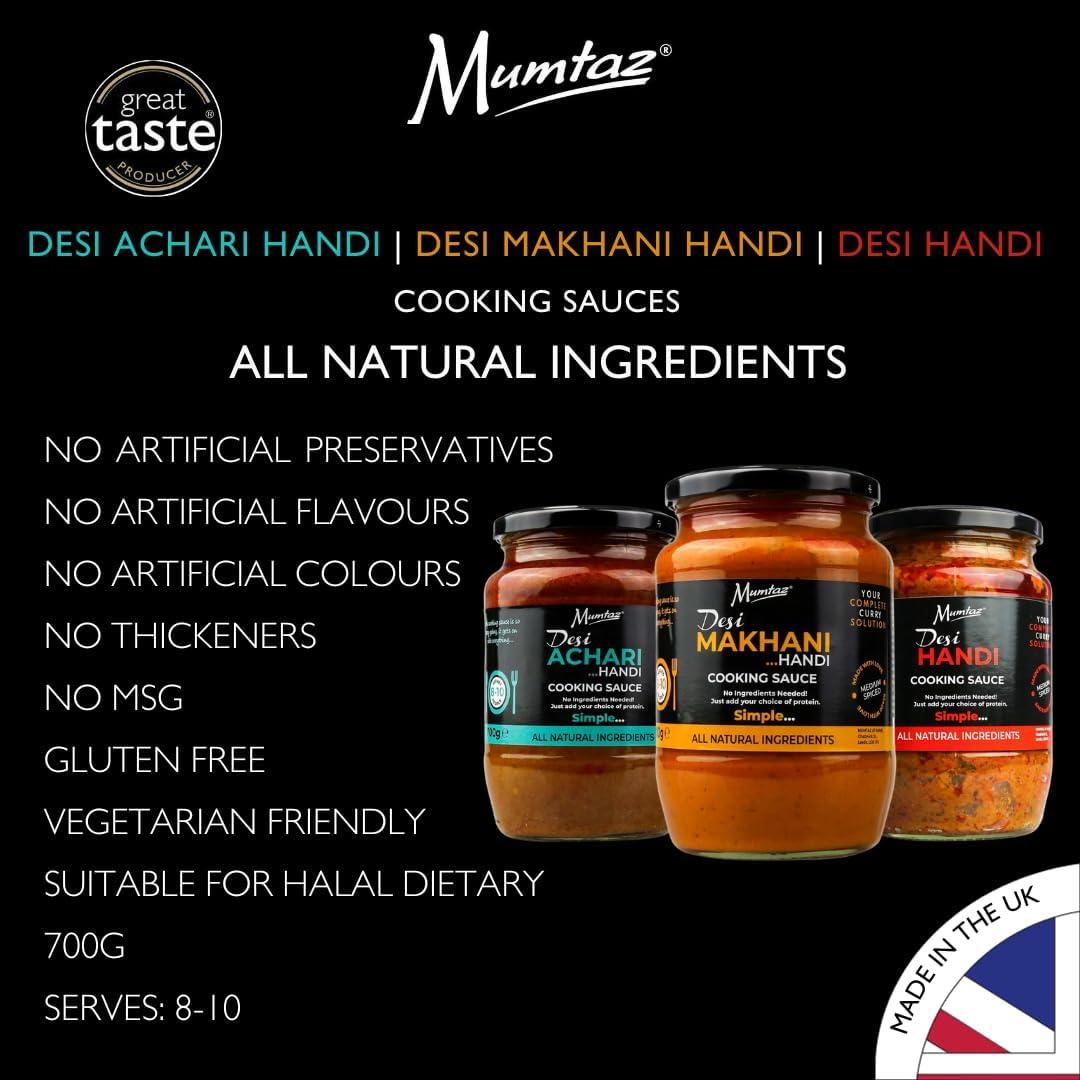 Mumtaz Indian Cooking Sauce Mixed Selection Pack of 3x700g Flavours Include: Desi Achari Desi ...