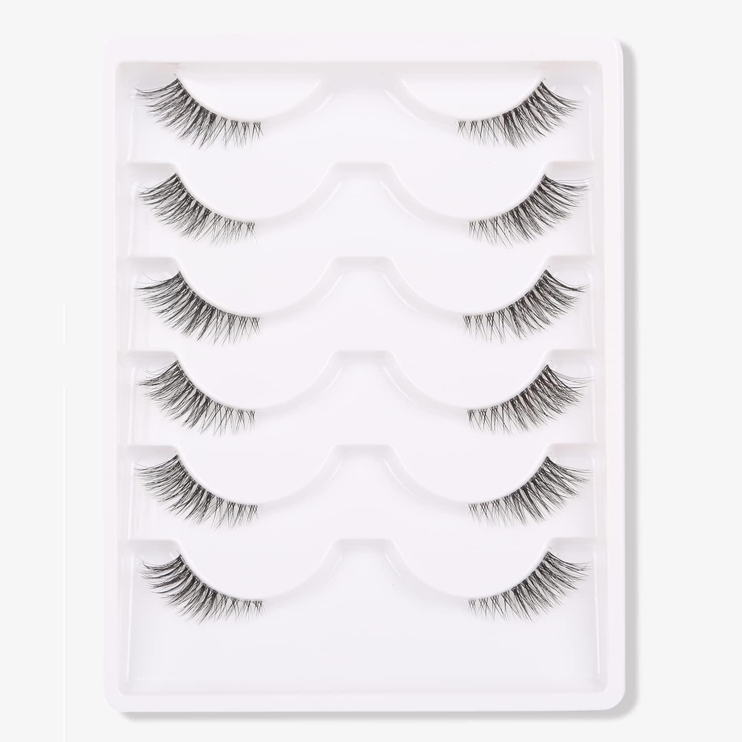 3D Wispy Half Lashes with Clear Band - Natural Short Cat Eye Fake ...