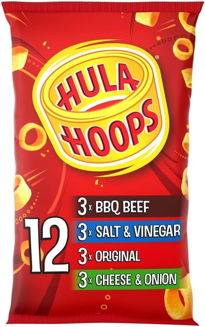 Hula Hoops Variety Multipack Crisps (48x24g) BBQ Beef Salt & Vinegar ...