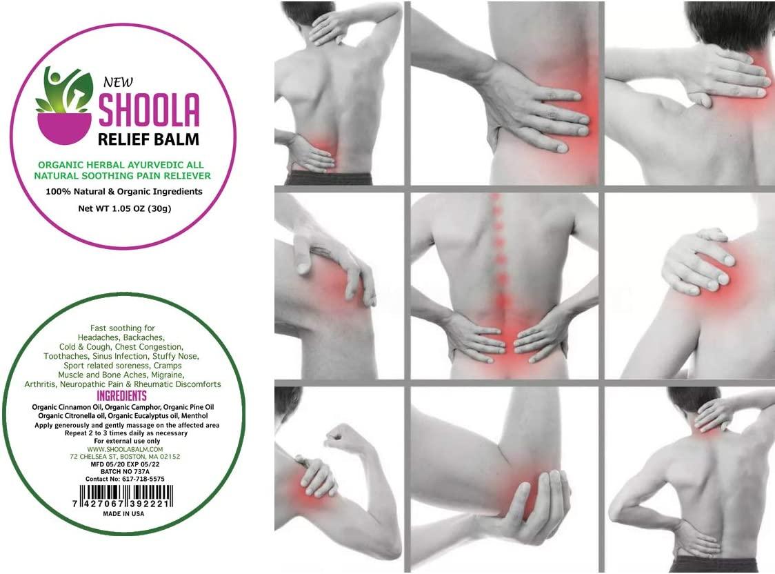 SHOOLA Pain Relief Balm - Maximum Strength Organic Rub for Headaches ...