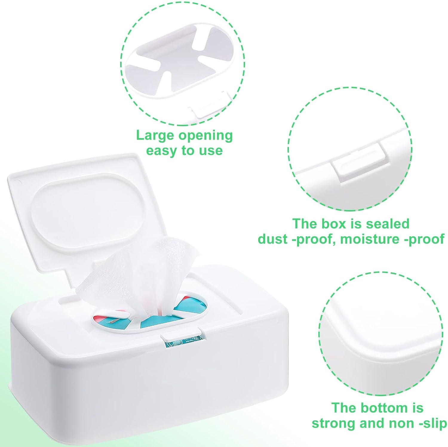 Funmo 2 pcs Wet Wipe Dispenser Box with Lid - For Home, Office, and Car ...