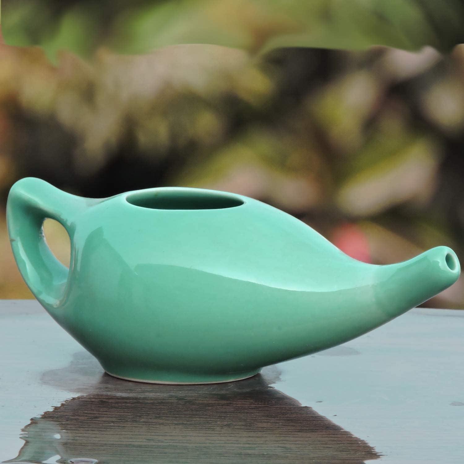 Porcelain Ceramic Neti Pot for Nasal Cleansing in Turquoise Color ...
