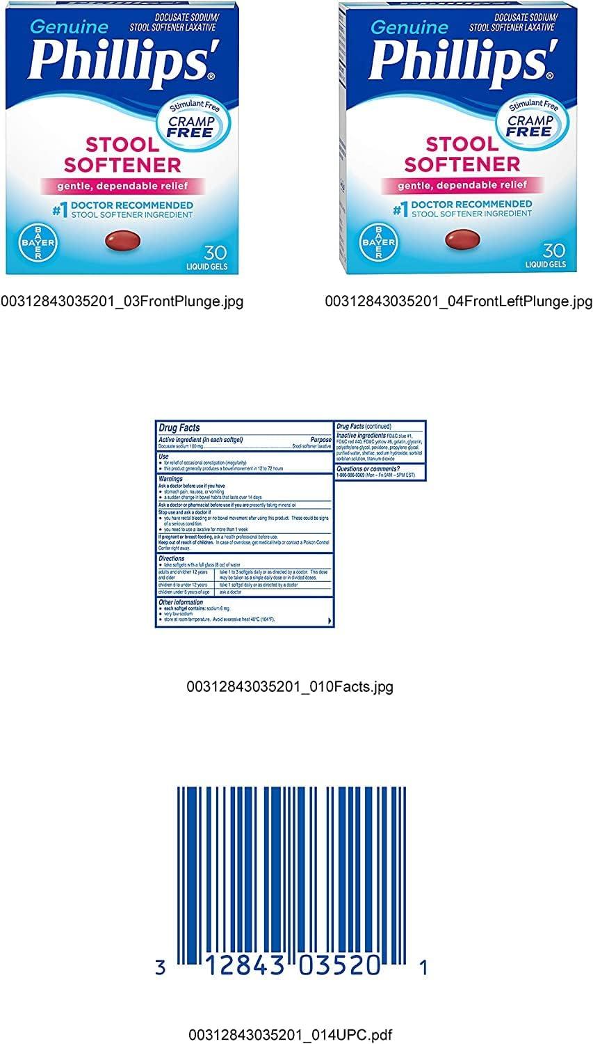 Phillips' Stool Softener Liquid Gels 30 Ct Pack of 5 - 150 Liquid Gels ...