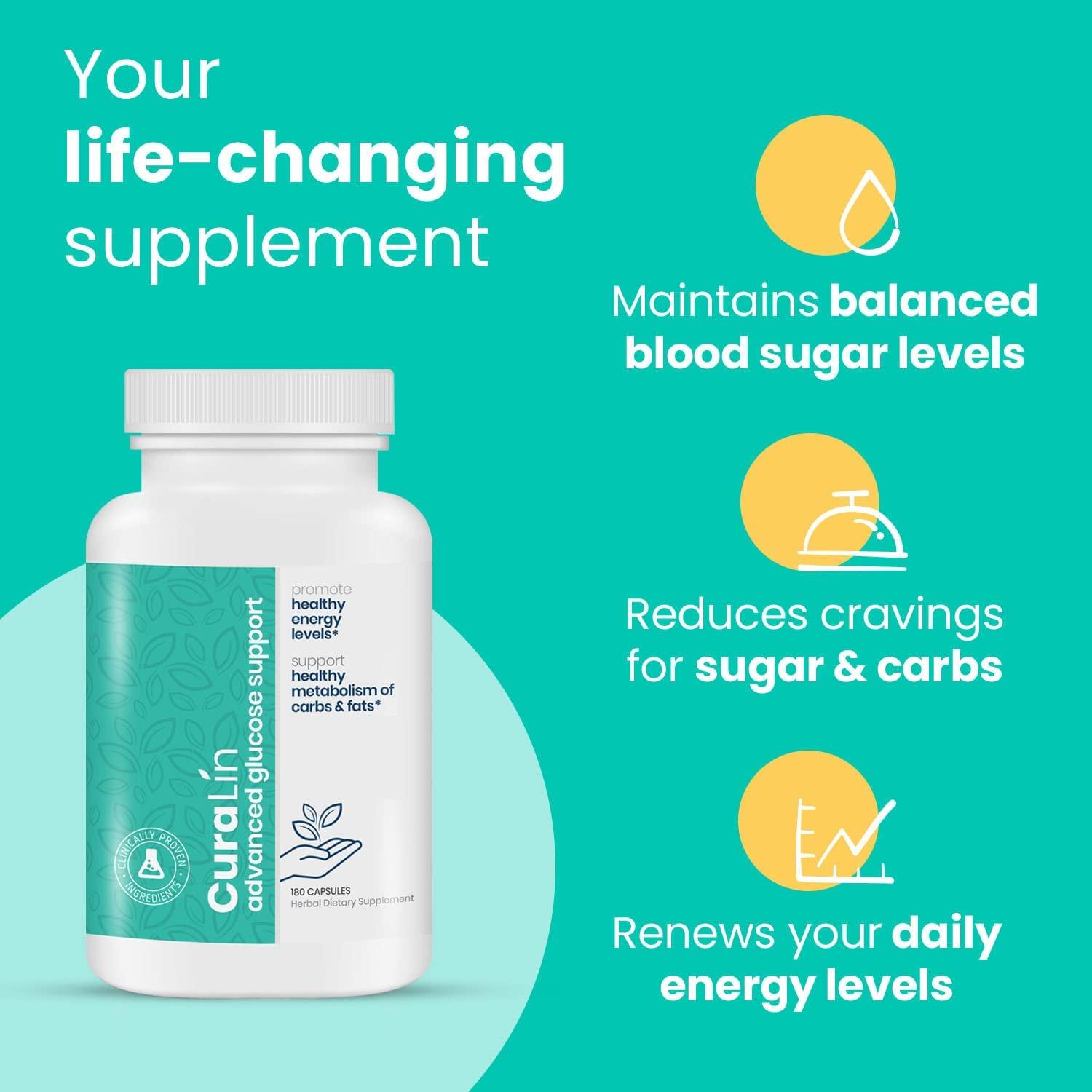 CuraLife CuraLin Blood Sugar Support Supplement - 180 Capsules