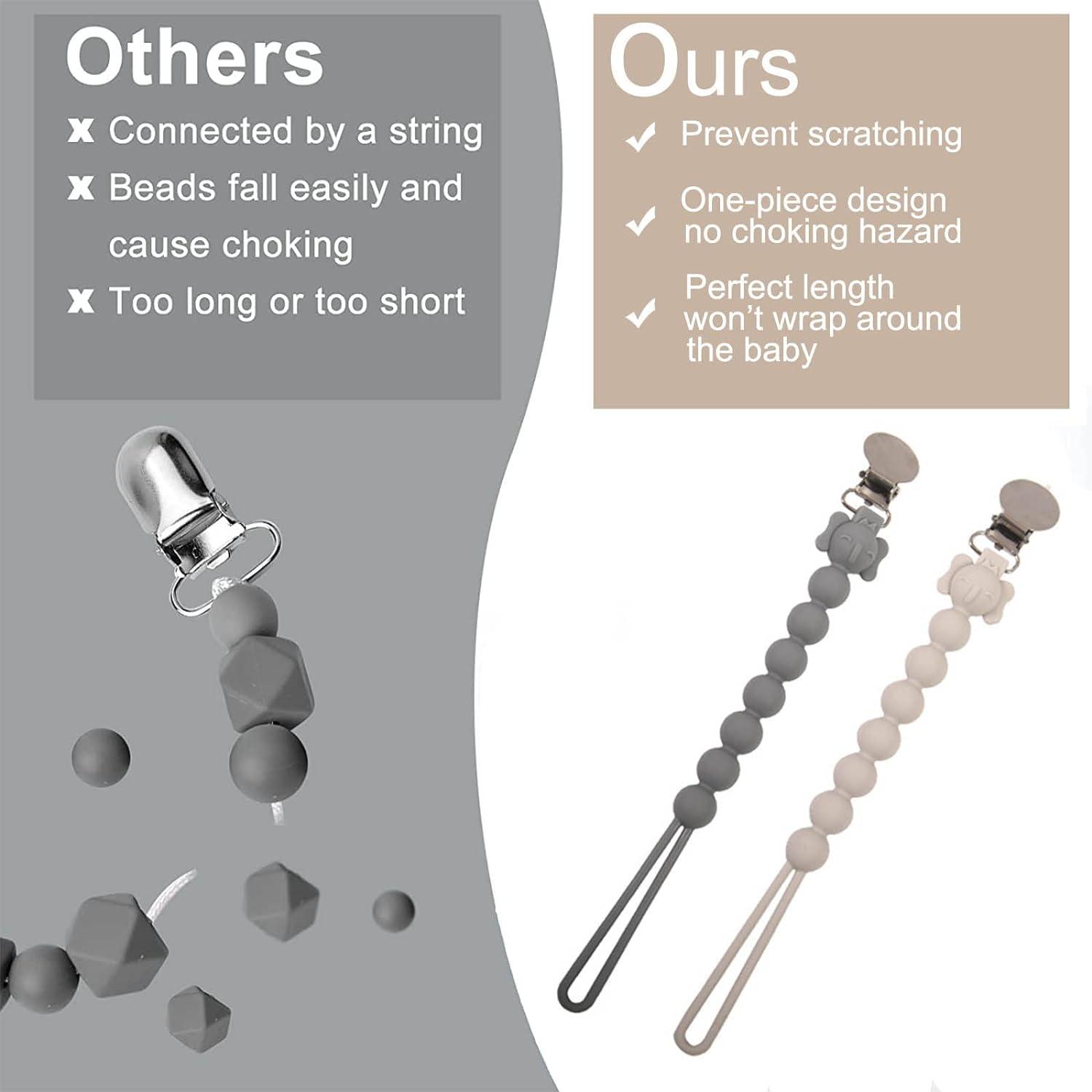 Mam Dummy Clip 2 Pcs - BPA Free Silicone Pacifier Holders in White Grey ...