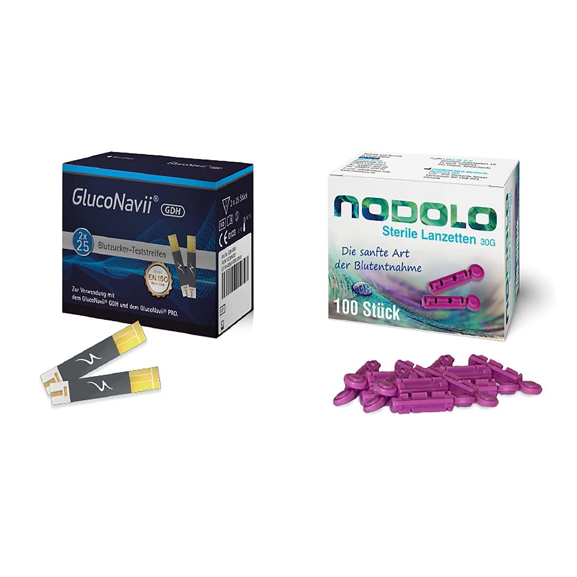 Buy GlucoNavii Blood Glucose Test Strips (50 pcs) & Nodolo Lancets (100 ...