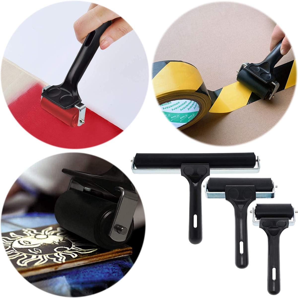 3 Pack Printmaking Brayers - Premium Brayer Rollers for Crafting Hard ...