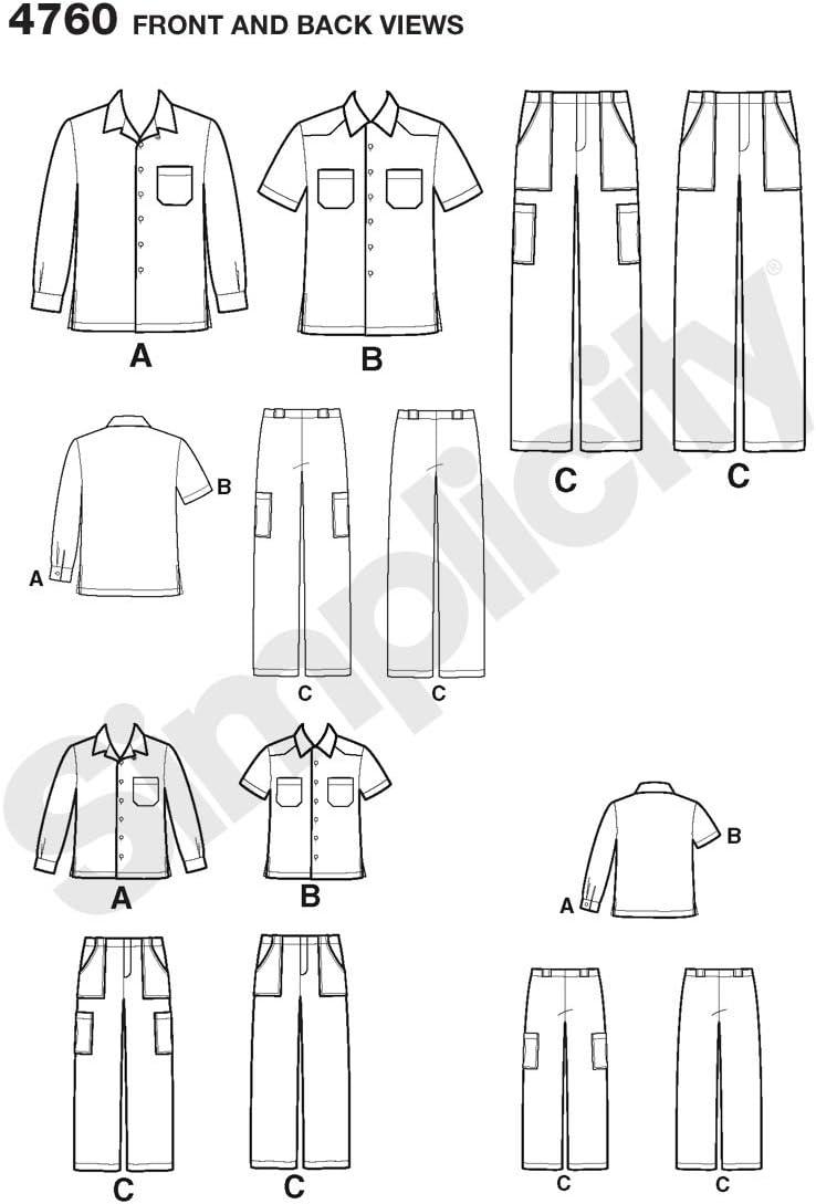 Simplicity 4760 Shirt and Pants Sewing Pattern for Men and Boys - Sizes ...