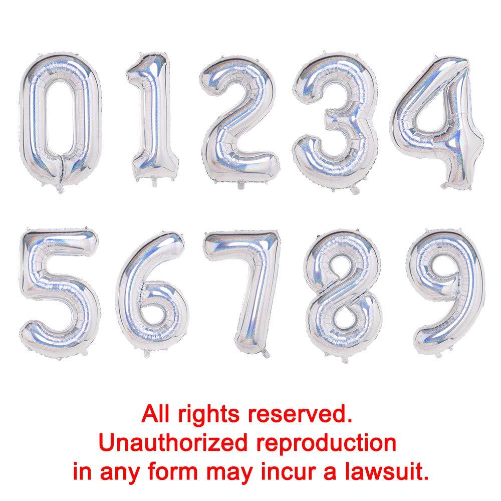 Laser Silver Number 1 Foil Balloon - 40 Inch Birthday Party Decoration ...