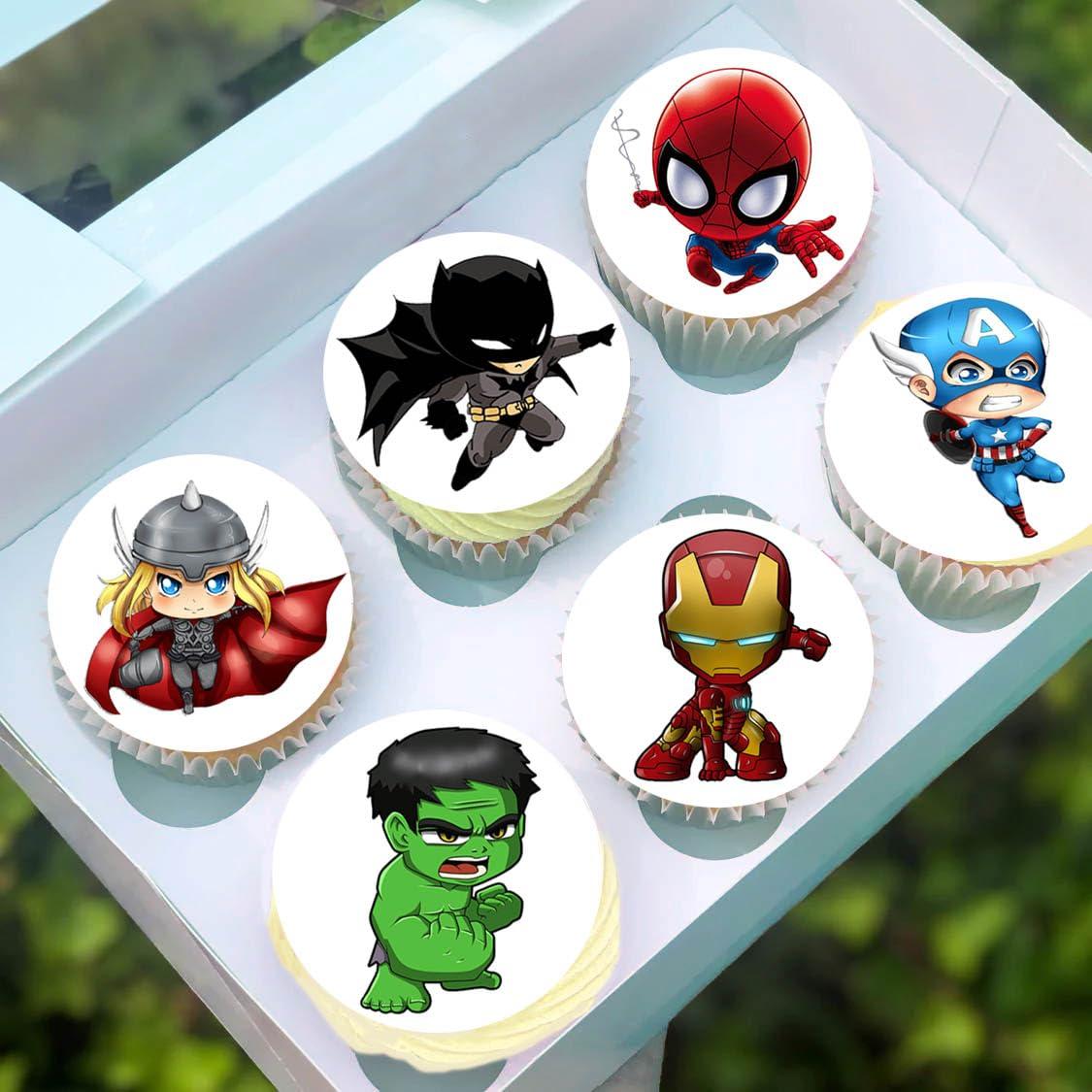 Pre-Cut Superheroes 1A Edible Stand up Wafer Paper Cupcake Toppers Cake ...