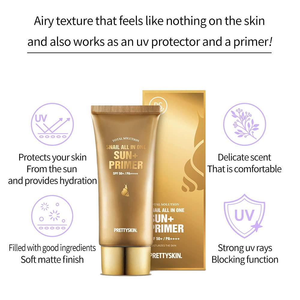 PRETTYSKIN Snail All in One Sun+ Primer SPF50+ PA++++ 70g - Korean ...