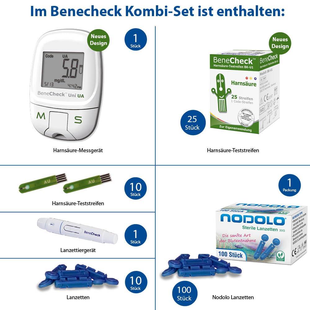 BeneCheck Premium Uric Acid Meter Bundle - 35 Test Strips & 100 Lancing ...