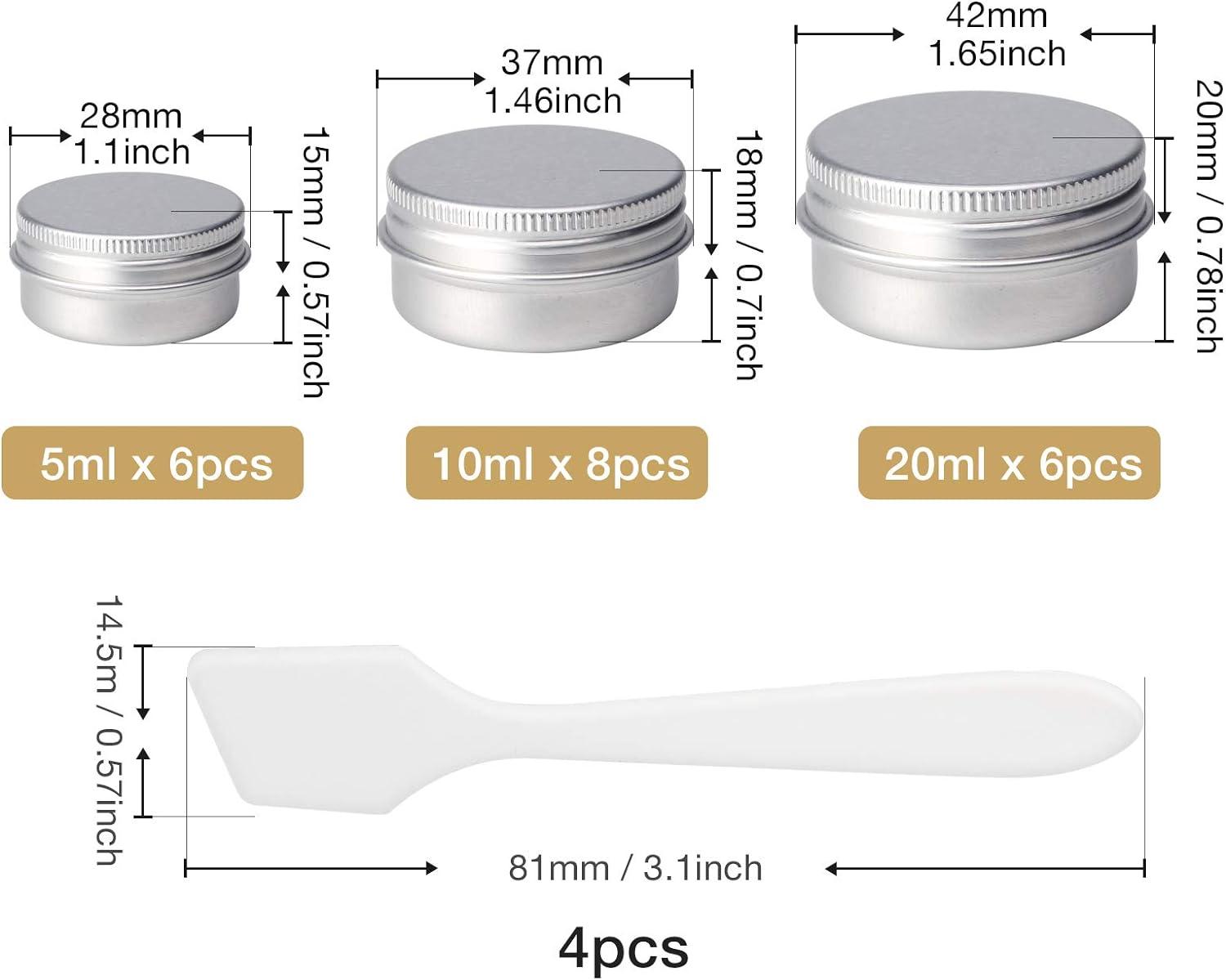 20 Pcs Empty Cosmetics Container Pots 3 Sizes Aluminium Tin Jars with ...