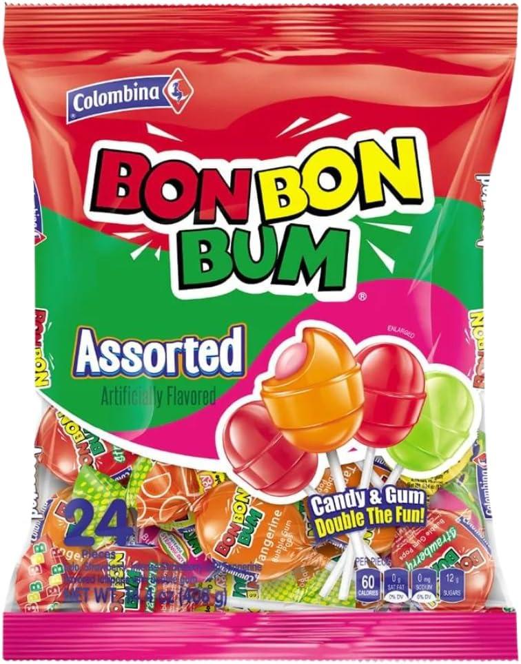 Bon Bon Bum - Bubble Gum Filled Lollipops by Colombina Bonbonbum ...