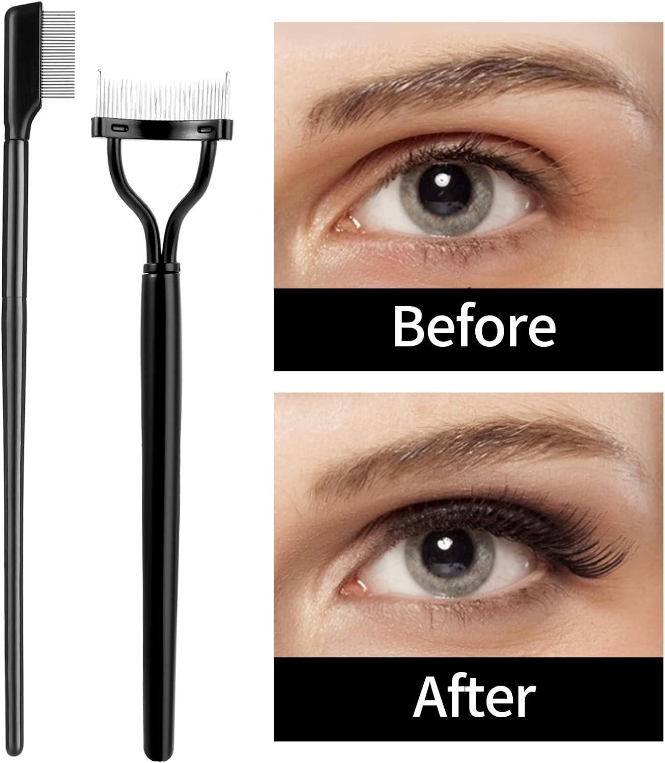 WLLHYF Eyelash Comb Set - Metal Teeth Eyelash Separator Tool for Girls ...