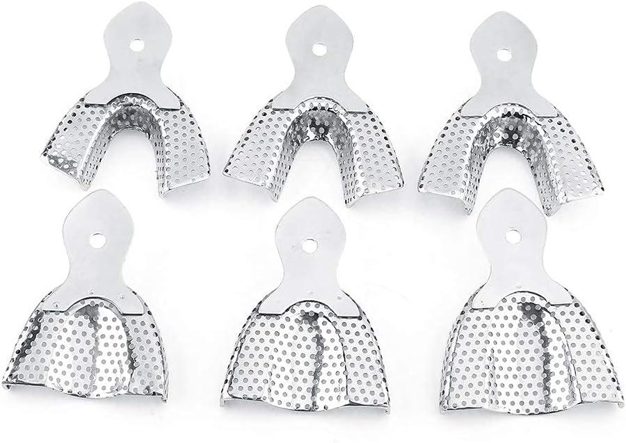 6PCs Stainless Steel Dental Impression Trays - Autoclavable Upper ...