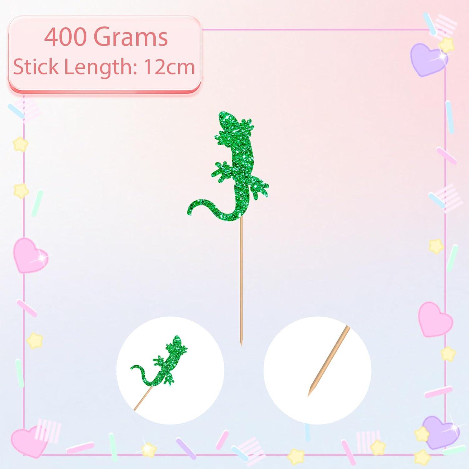 24Pcs Gecko Cupcake Toppers Green Glitter Gecko Cupcake Decor Reptile ...