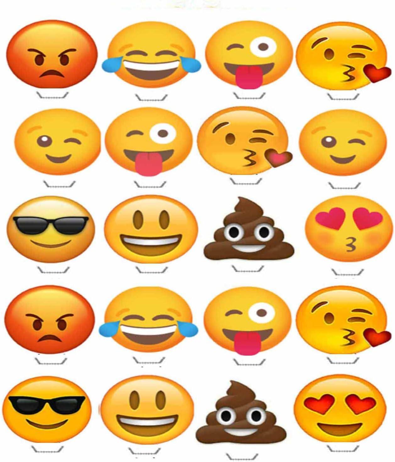 20 Emoji/Smiley Faces Edible Edible Cup Cake Toppers Birthday Party ...