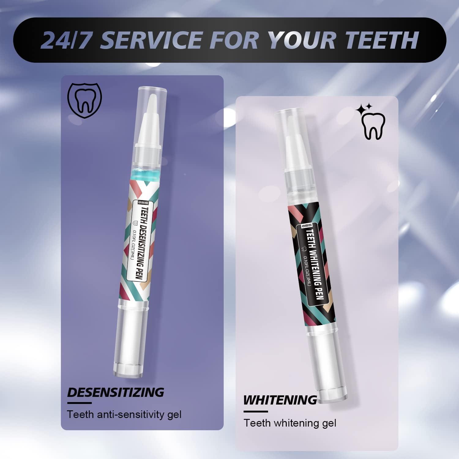 Teeth Whitening Pen Gel Kit | Easy Home & Travel Whitener with Anti ...