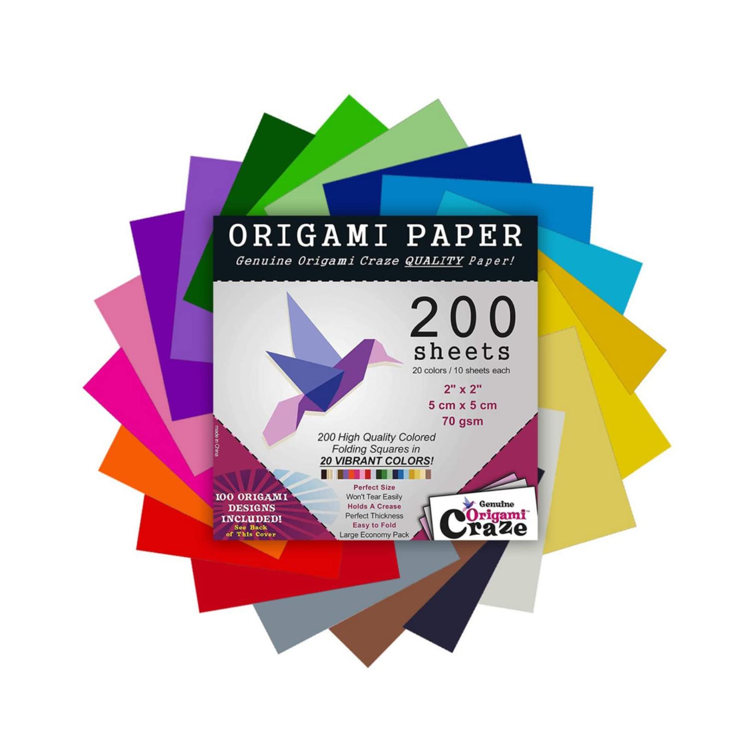 Origami Paper 200 Sheets - 2-inch Square Sheets - 20 Colors - Arts and ...