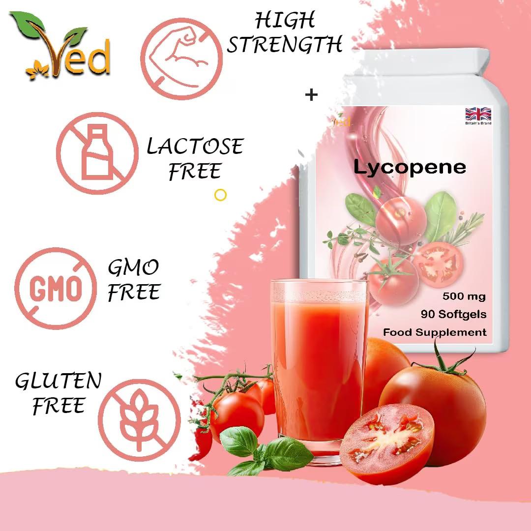 Ved Lycopene Supplement 500mg - 90 Softgel Capsules for Overall Health ...