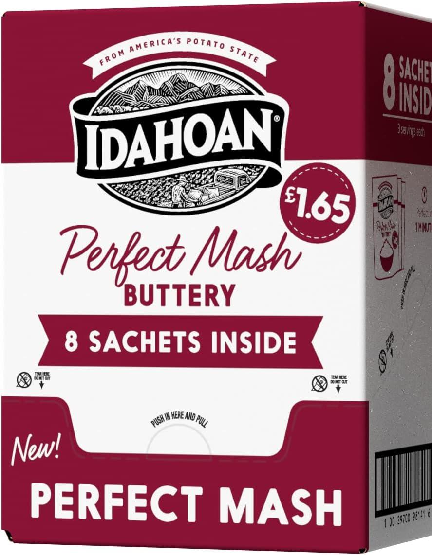 Idahoan Perfect Mash - 8 Sachets - 109g Each - Instant Buttery Mash ...