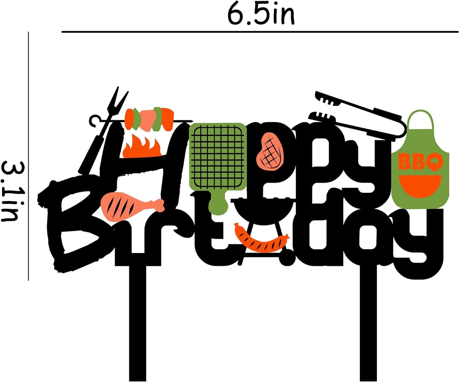 HAKPUOTR Barbecue Happy Birthday Cake Topper BBQ kebabs Happy Birthday ...