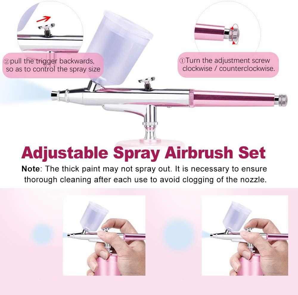 Yofuly Mini Airbrush Kit: Handheld Pink Facial Makeup & Nail Airbrush Set - Rechargeable ...