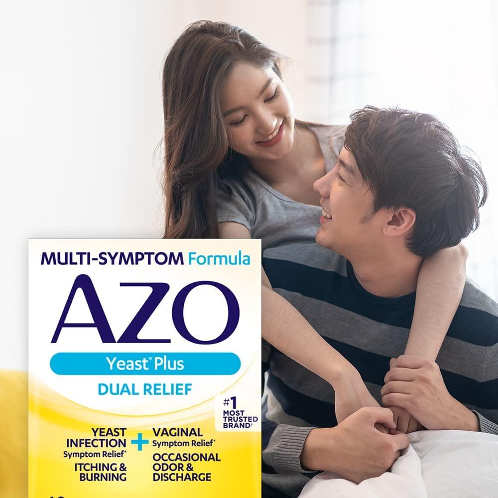 AZO Yeast Plus Dual Relief Tablets - 60 Count for Yeast Infection & Vaginal Symptom Relief | Buy ...