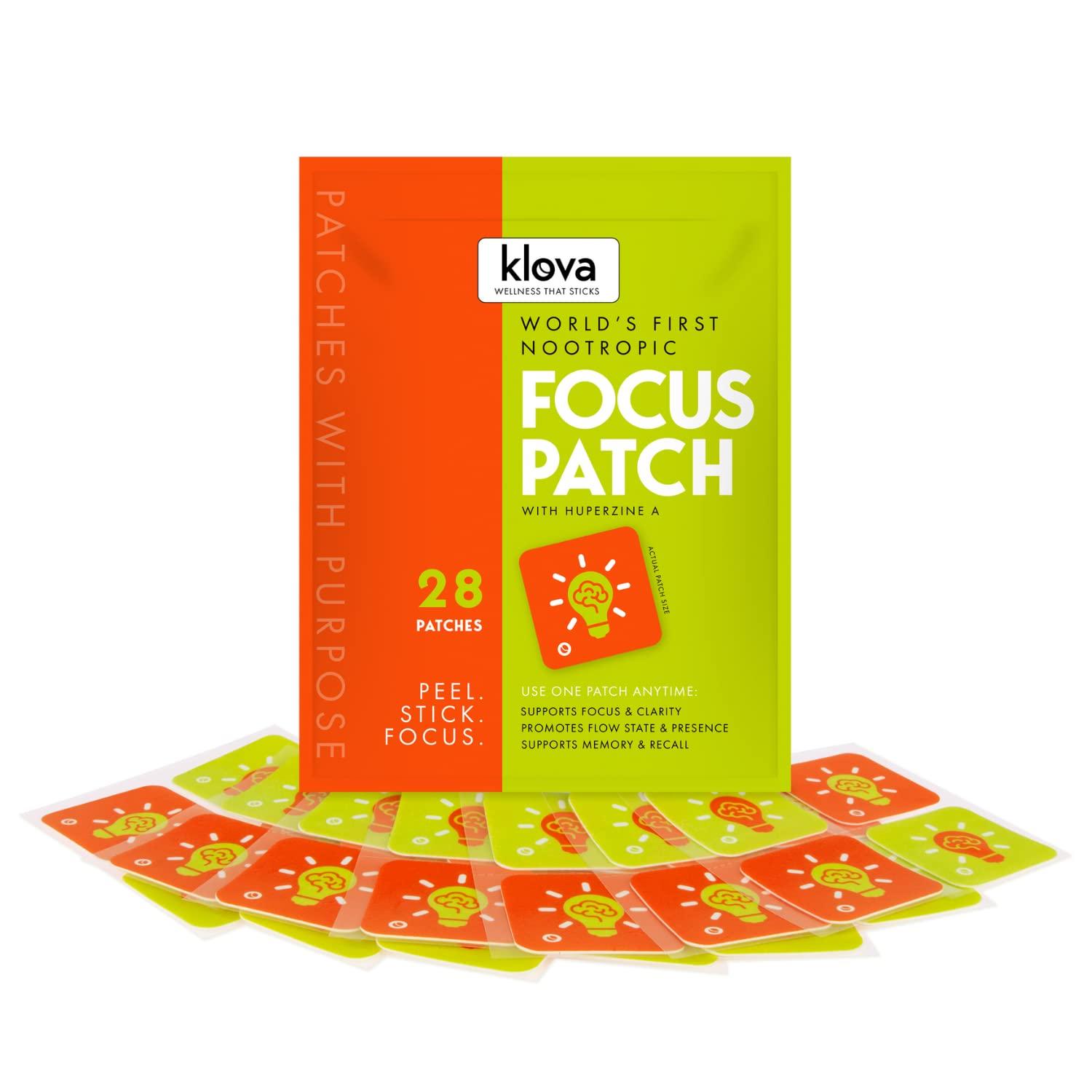 Klova Focus Patches - 28 Topical Patches for Enhanced Concentration