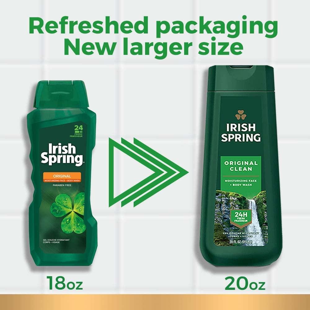 Irish Spring Original Clean Body Wash for Men - 20 Fl Oz (Pack of 2 ...