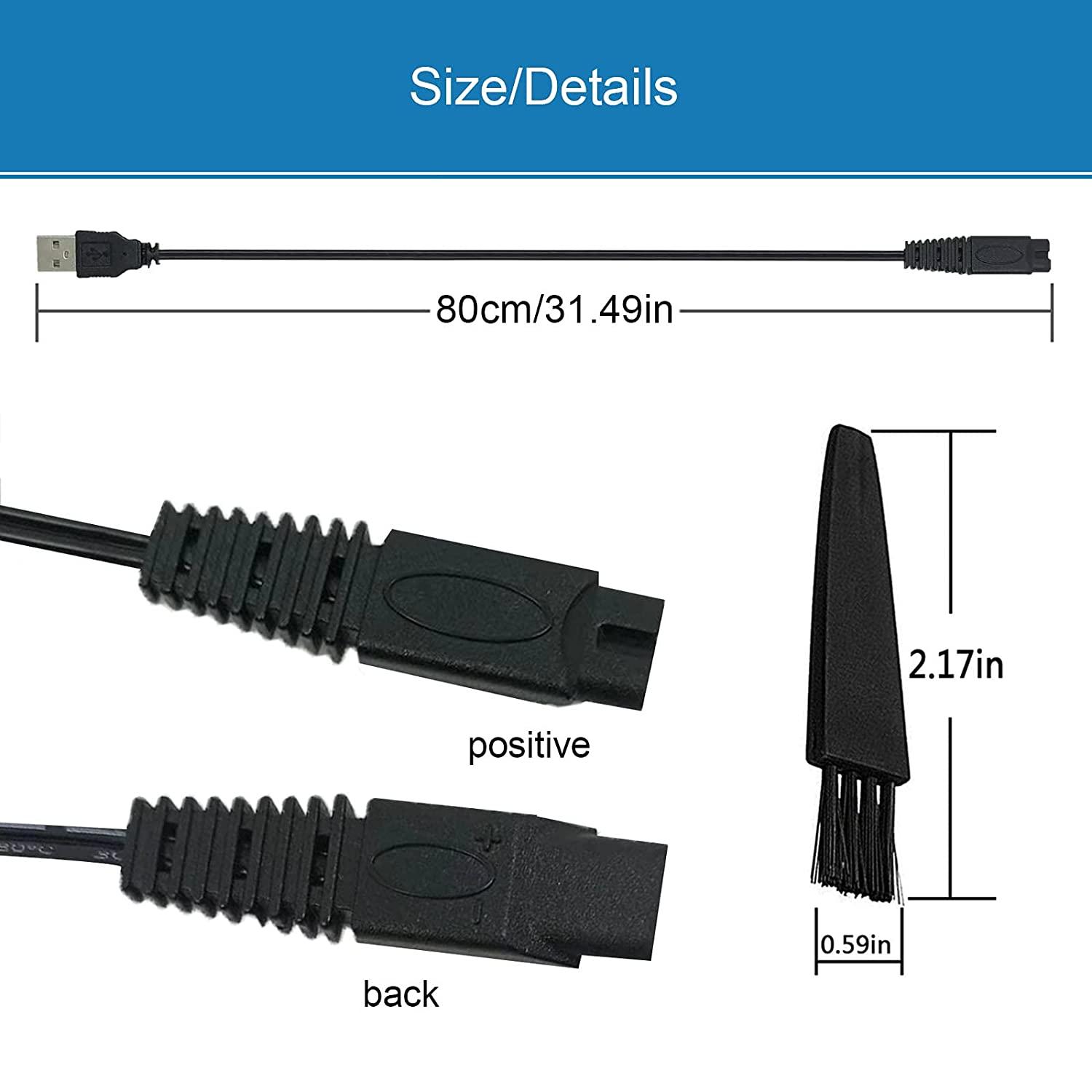 USB Charger Cord for Microtouch Solo Electric Shaver - 31.5 in Cable ...