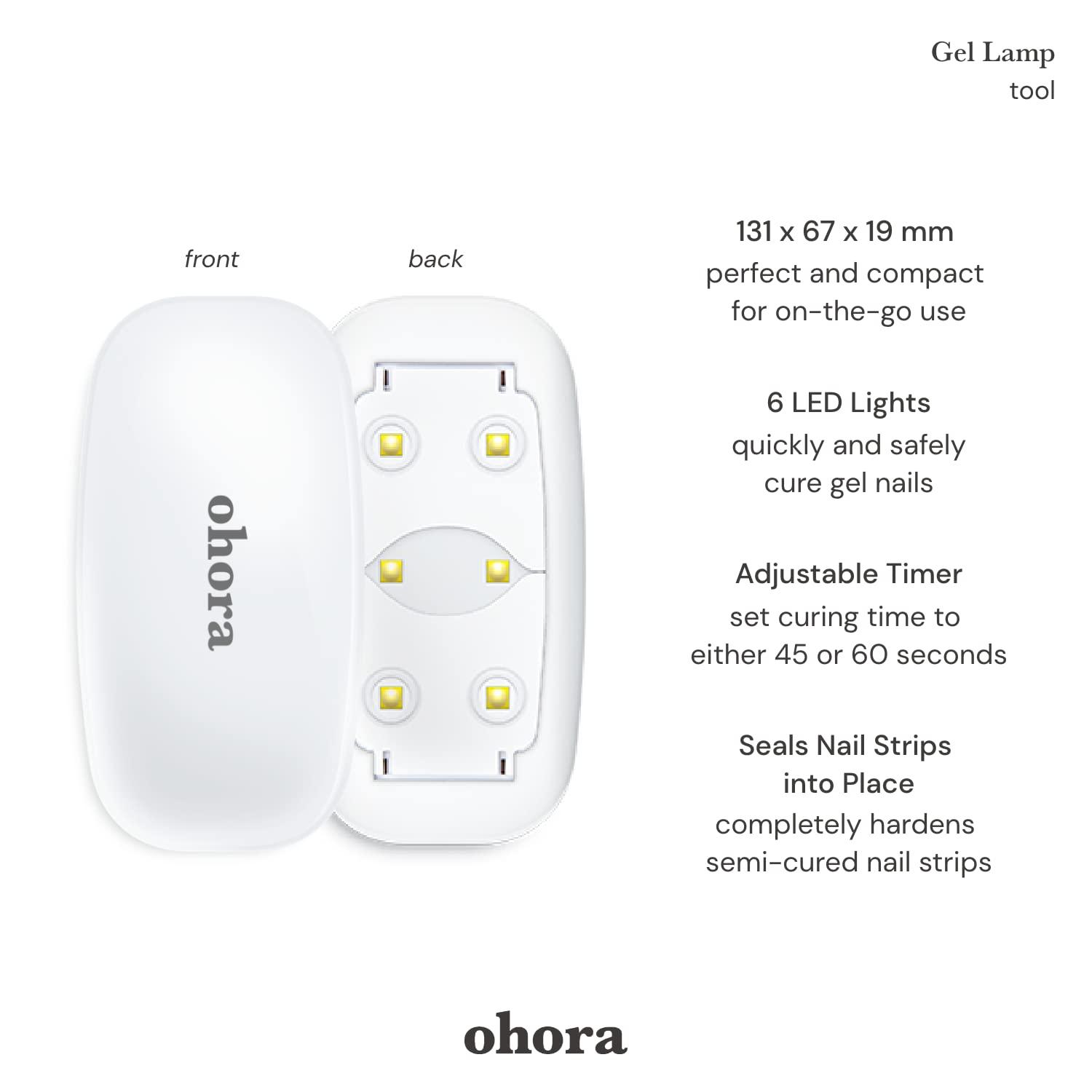 ohora Gel Nail UV/LED Lamp - 6W, 2 Timers (45s/60s) Portable Light for Gel Nail Art, Polish ...