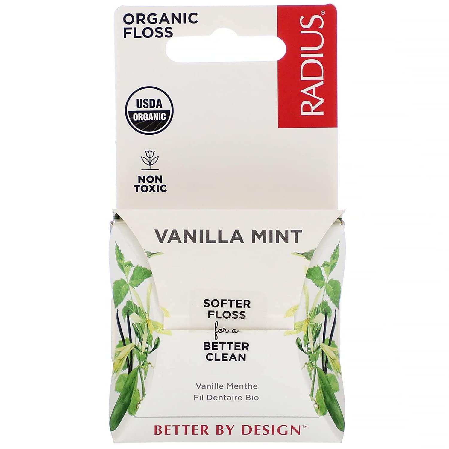 RADIUS Organic Dental Floss - Vanilla Mint 50m | Eco-Friendly Non-Toxic ...