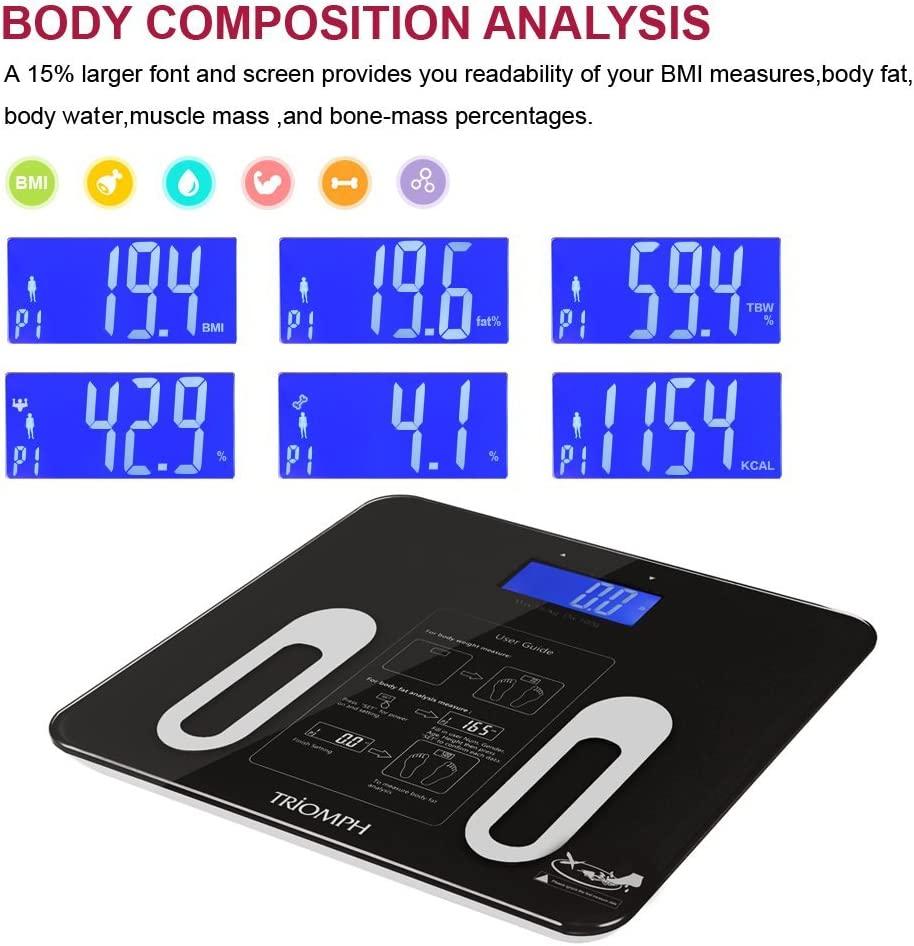 Triomph Precision Body Fat Scale with Backlit LCD Digital Bathroom ...