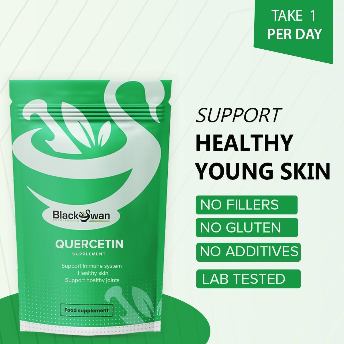 Black Swan Quercetin Supplement - 750mg Veg Capsule - Supports Blood ...