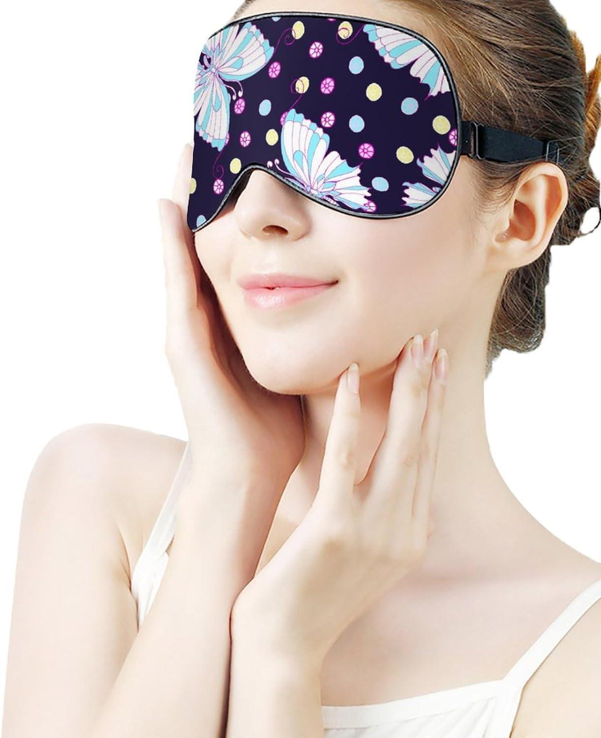 Diamond Butterfly Pattern Sleep Mask - Adjustable Strap, Light Blocking ...