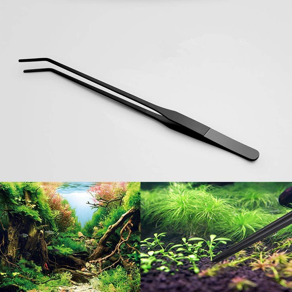 EvaGO 10.6 inch Black Curved Aquarium Tweezers Stainless Steel Curved ...