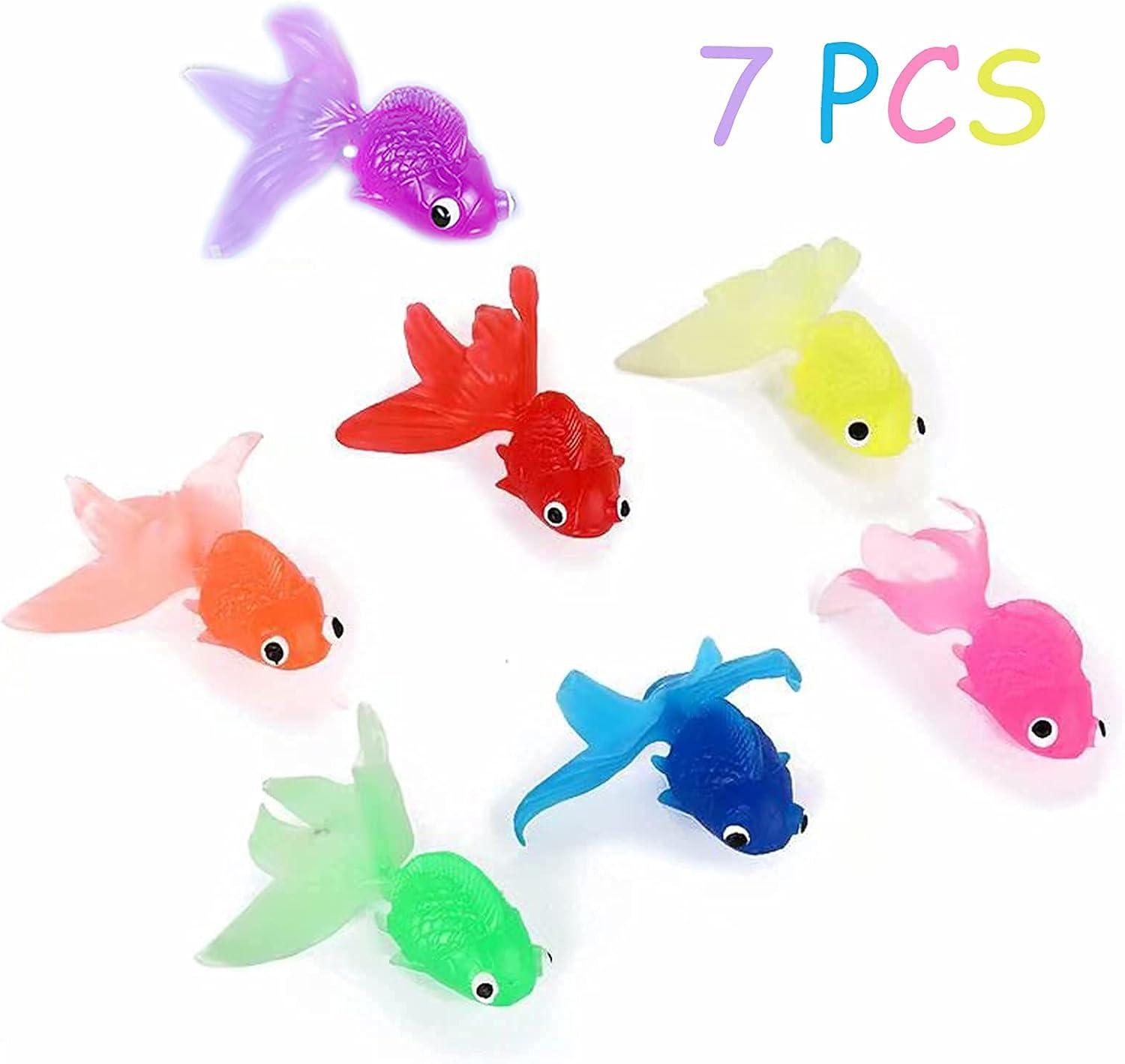 Artificial Floating Fish Set - 7 Plastic Goldfish for Kids | Bath Toy ...