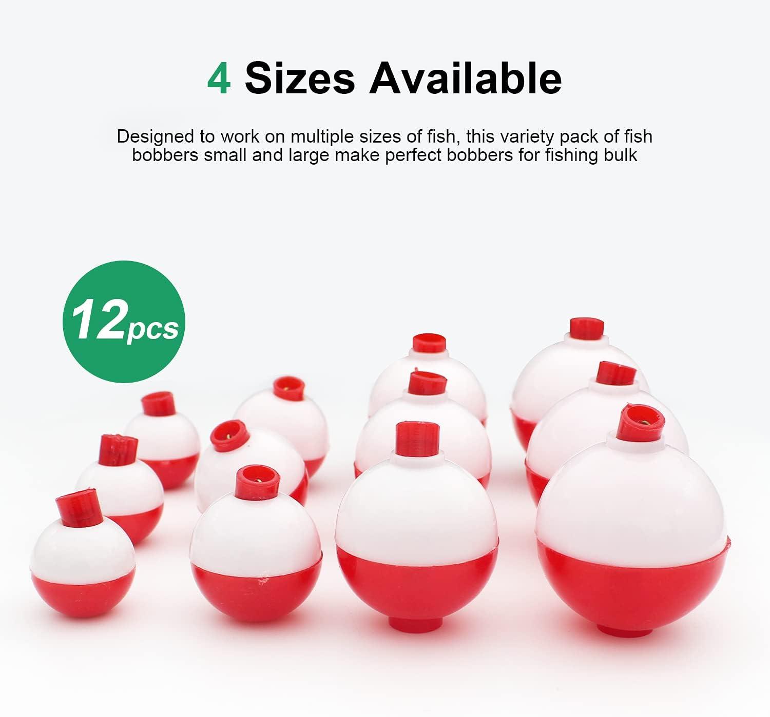 FishingPepo 12pcs Snap-on Fishing Bobbers and Floats Set - 1-1.75 inch ...