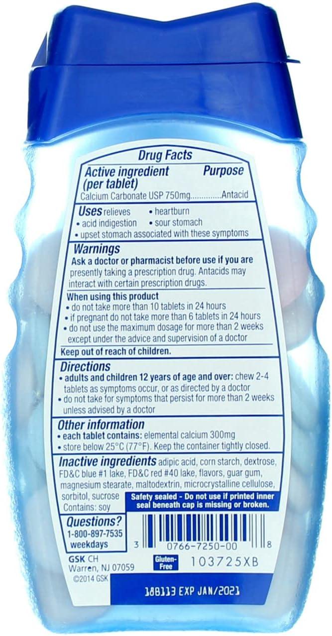 TUMS Extra Strength Smoothies Berry Fusion 750 mg Antacid Tablets - 60 ...