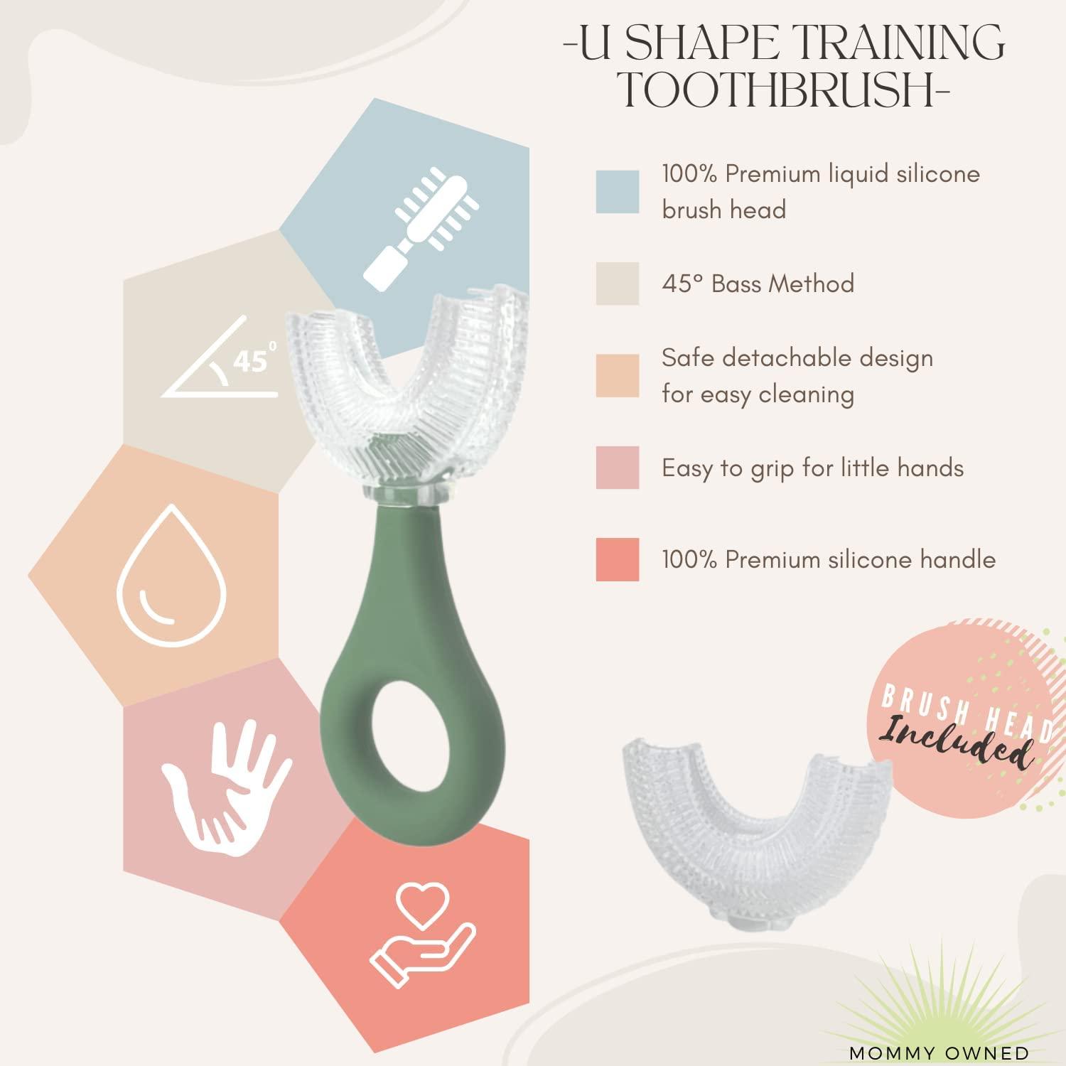 Happy Bubble Premium Soft Silicone U-Shaped Toddler Toothbrush - Pink ...