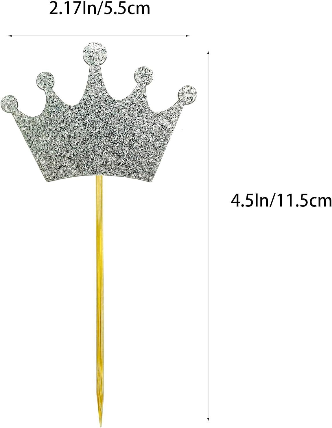 60 Pcs Glittery Crown Cupcake Toppers Royal Crown Fruit Picks Twinkle ...