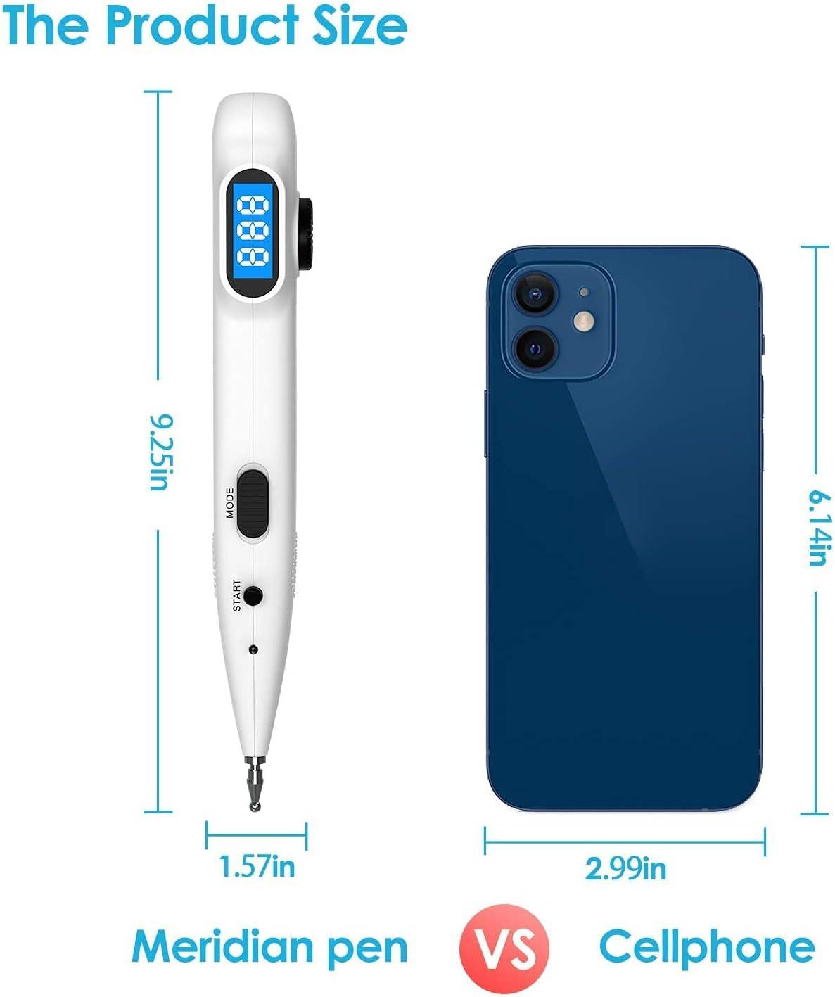Electric Acupuncture Pen with 2 Massage Heads | Rechargeable, 3 Modes ...