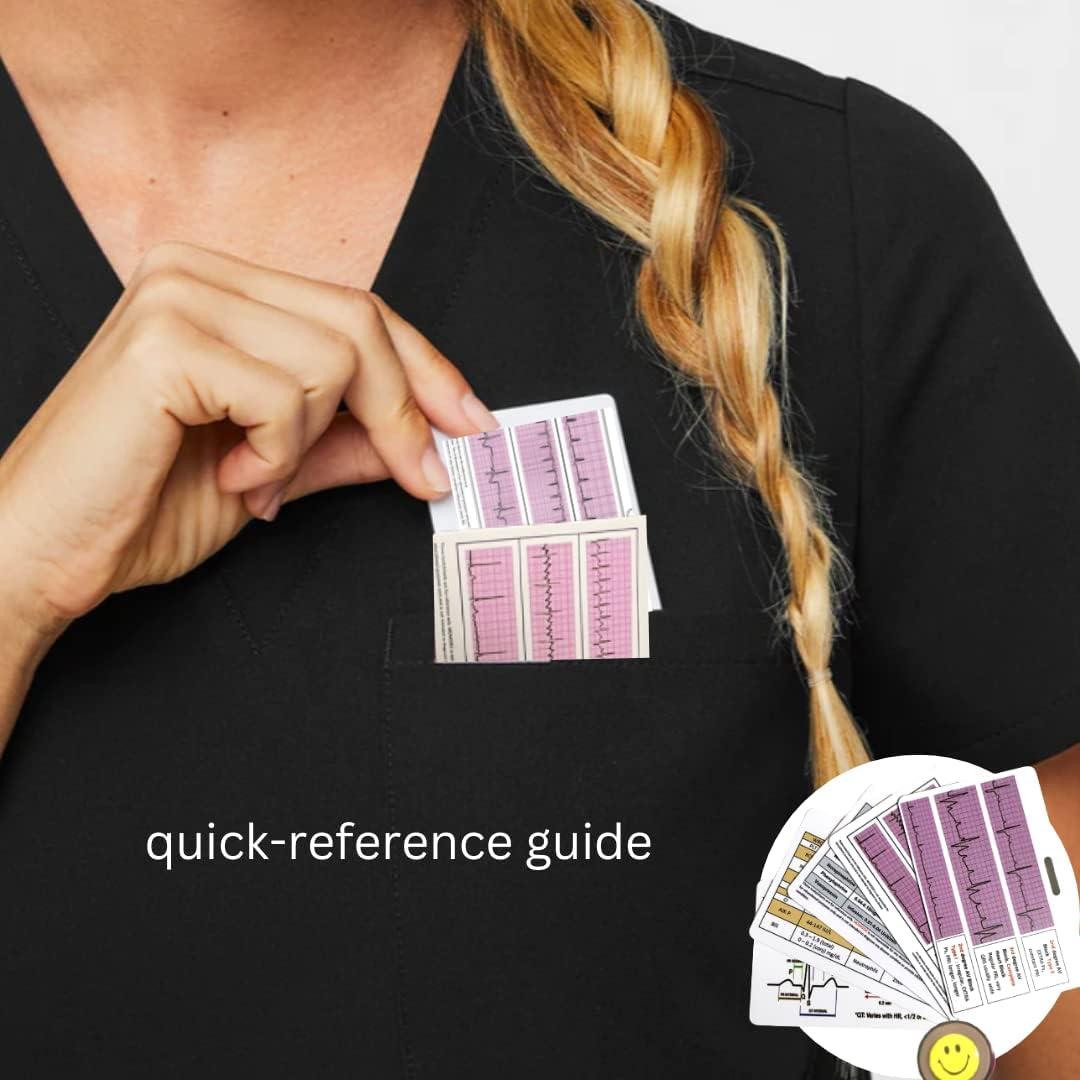 MOMOZEE EKG Nursing Reference Badge Cards - Pink EKG Lab Cardiac Drips ...