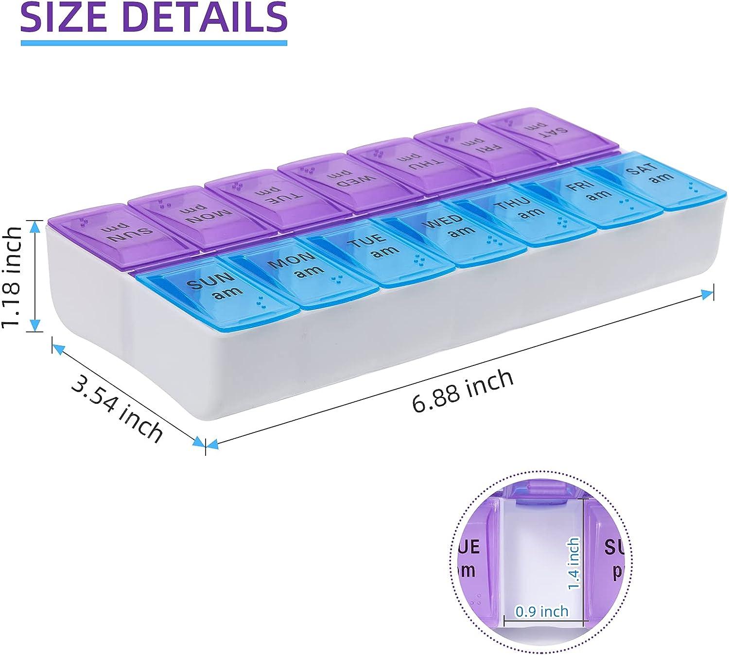 Large Pill Organizer 2 Times a Day, Weekly Pill Box , AM PM Pill Case ...
